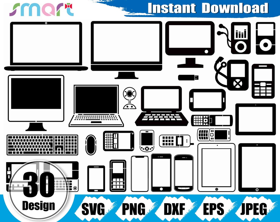 Apple Computer SVG Bundle: Phone, Tablet, Laptop Clipart (digital ...