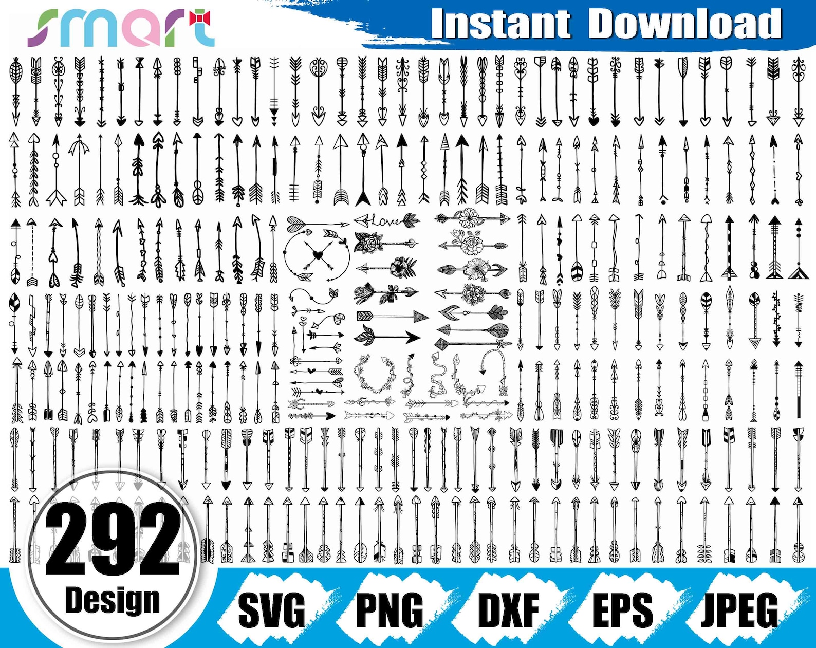 Arrow Svg Bundlecrossed Arrows Svgheart Arrows Svgboho | Etsy