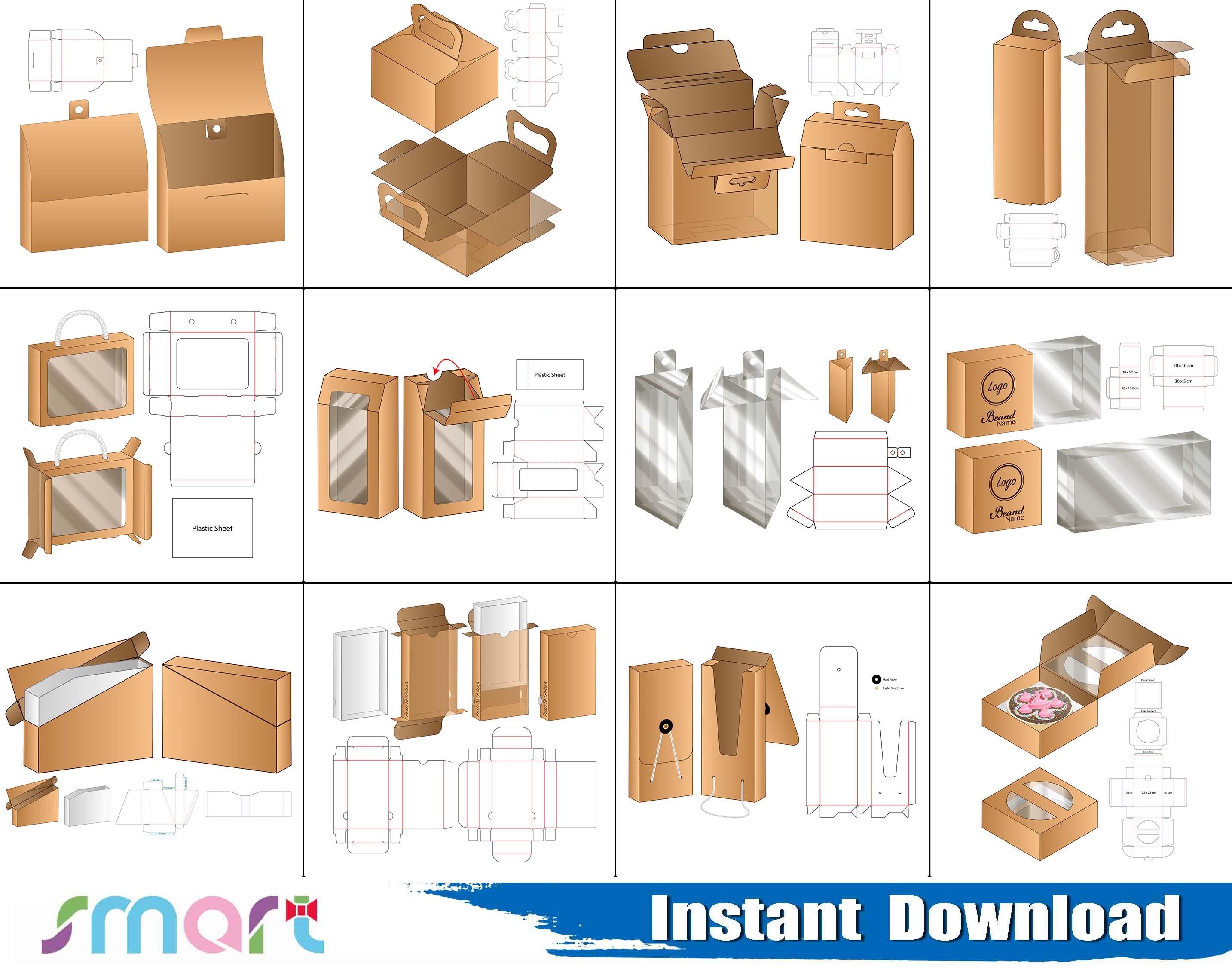 File Box Svg, File Bag Svg, Box Template Svg Bundle, Drawer Box Svg ...