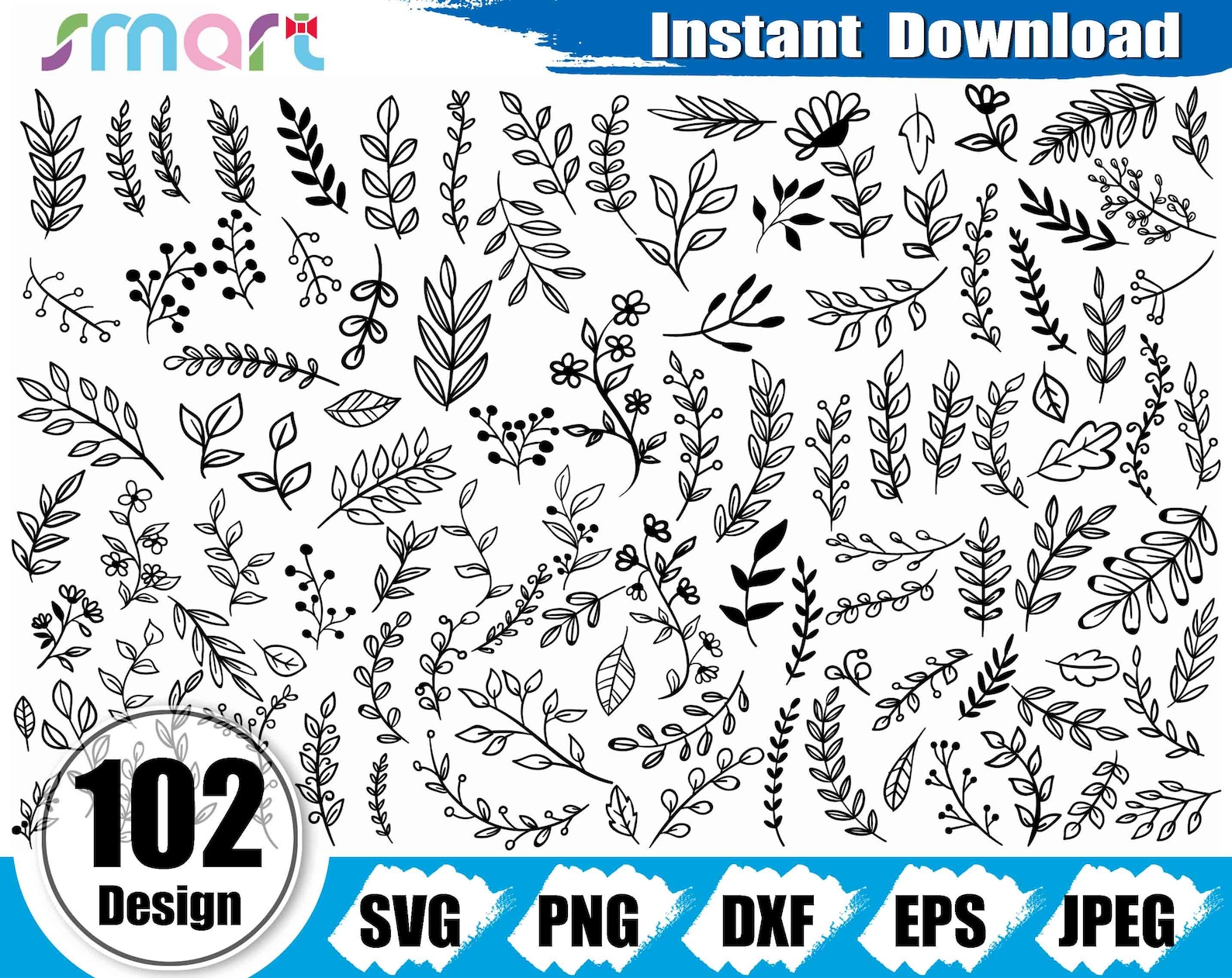 Leaves Svg Bundle,leaf Svg,branch Svg,hand Drawn Leaves Svg,leaves ...