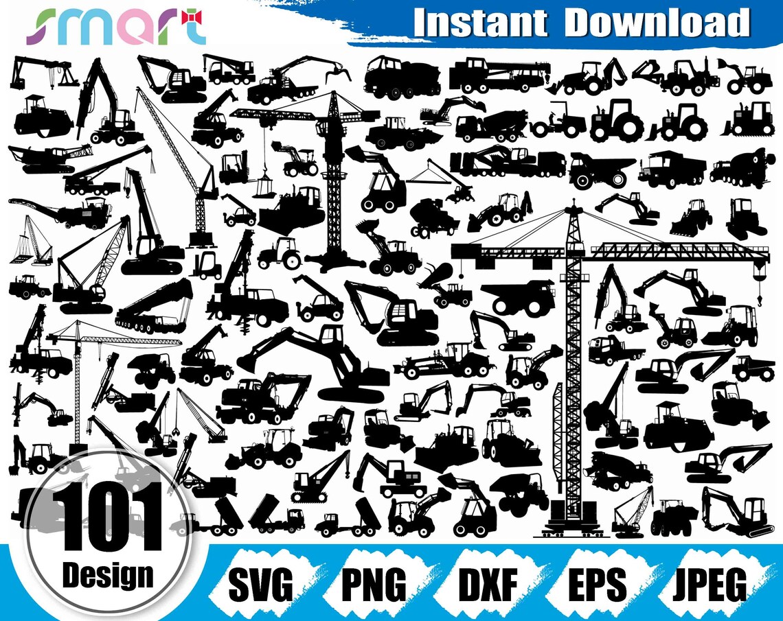 Excavator SVG Bundleconstruction Machinery Svgtrucks | Etsy