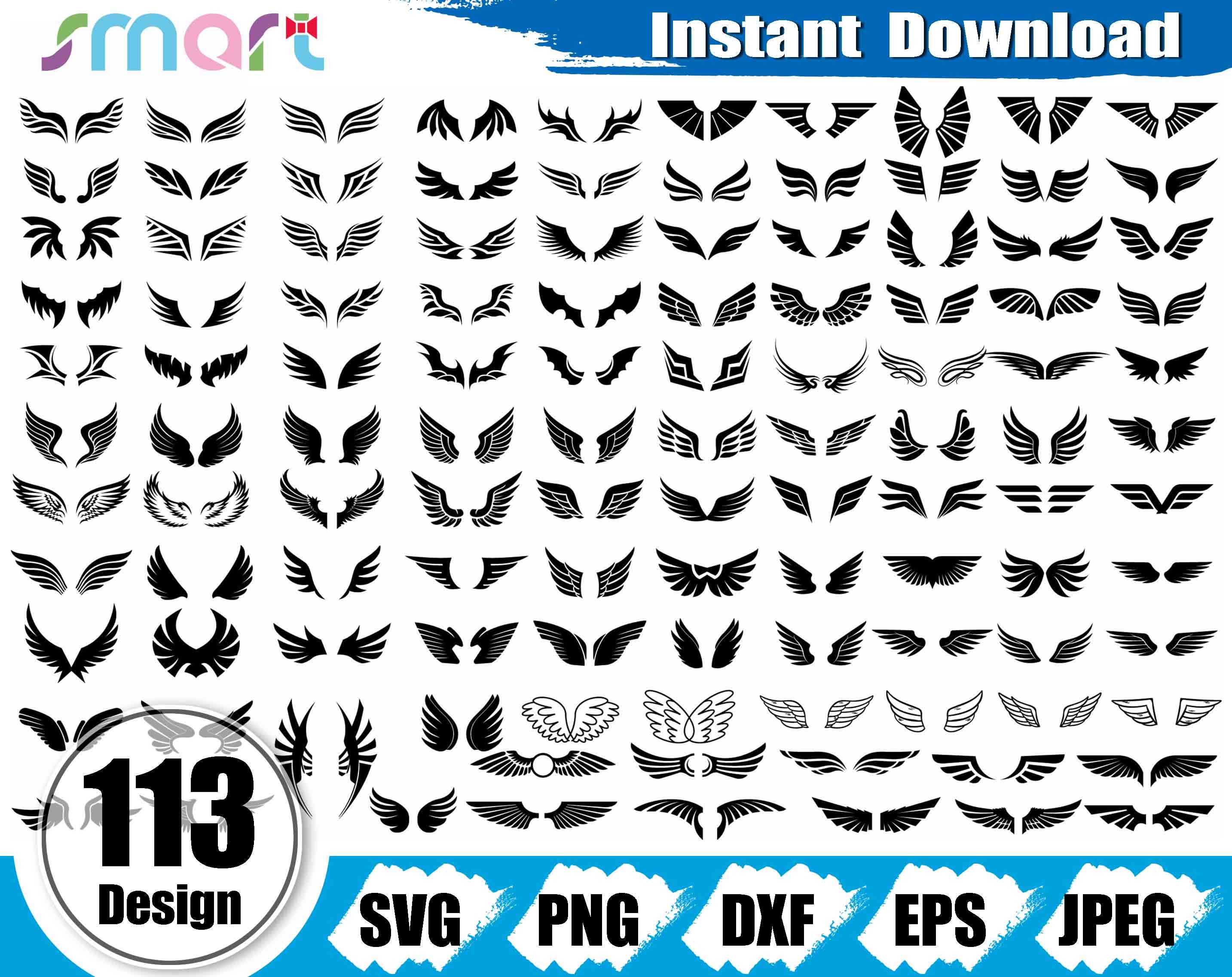 Angel Wings SVG Bundle: Feather Clipart, Vector Cut Files (digital ...