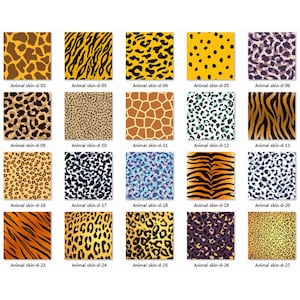 Animal Skin Textures Digital Paper: Leopard, Tiger, Giraffe, Snake ...