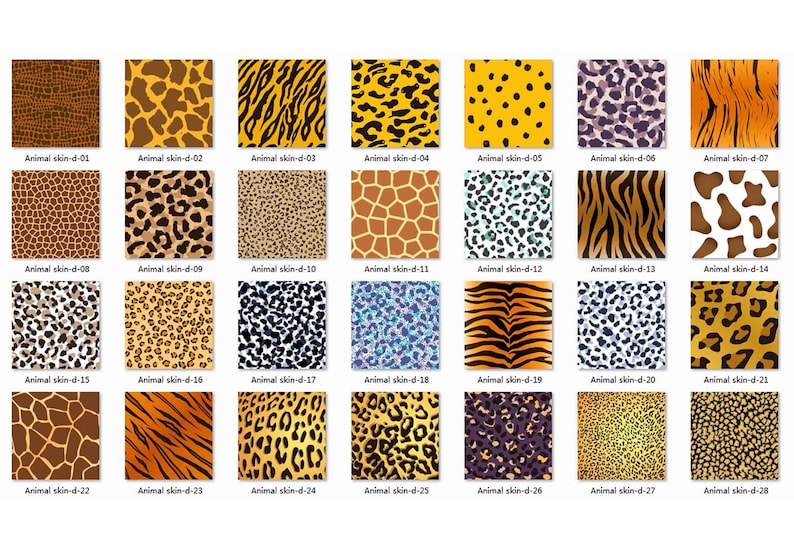 Animal Skin Textures Digital Paper: Leopard, Tiger, Giraffe, Snake ...