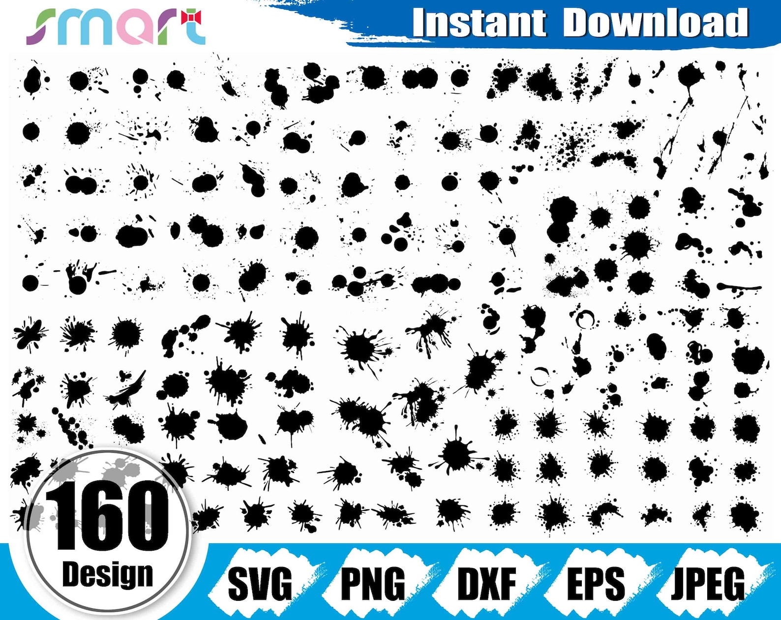 Paint Splatter Svg Bundle,ink Splatter Svg,paint Splatter Clipart ...