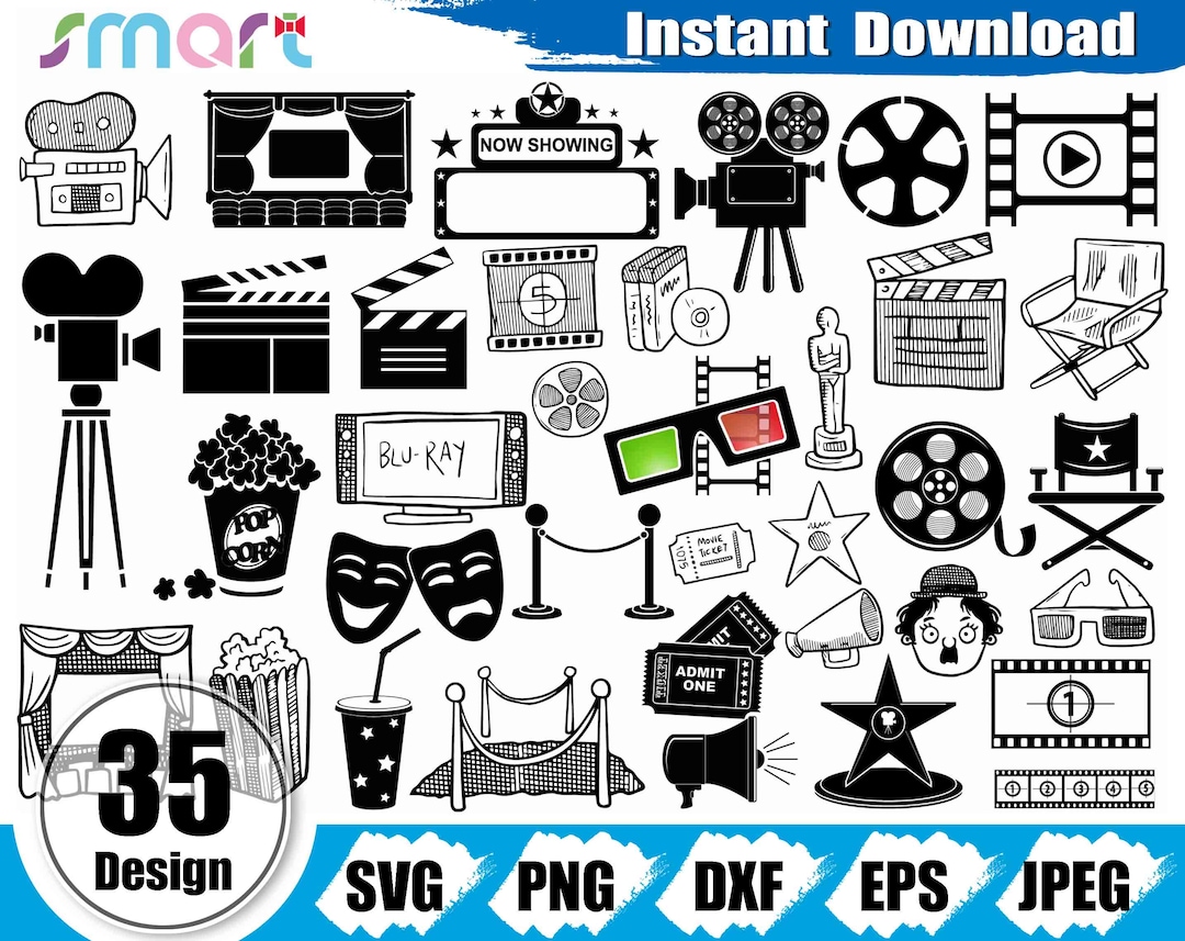 Cinema SVG Bundle: Film & Movie Clipart (digital Download) - Etsy