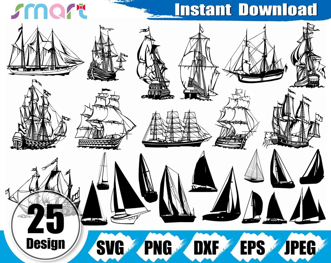 Sailboat Svg Bundlenautical Svgship Svgvessel Svgold Ship - Etsy Canada
