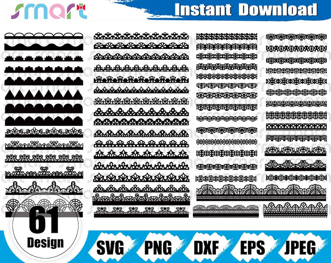 Border Svg Bundle, Lace Border Svg, Lace Frame Svg ,invitation Frame ...