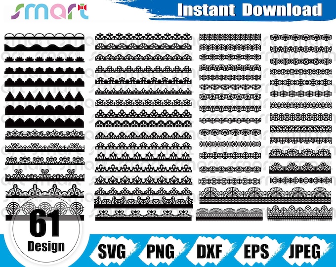 Lace Border SVG Bundle, Lace Border Dxf, Lace Border Png, Lace Border ...
