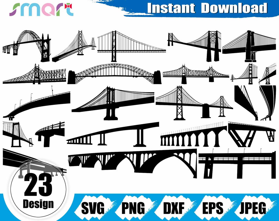 Bridge Svg Bundle, Bridge Clipart, Overpass Svg, Viaduct Svg, Bridge ...