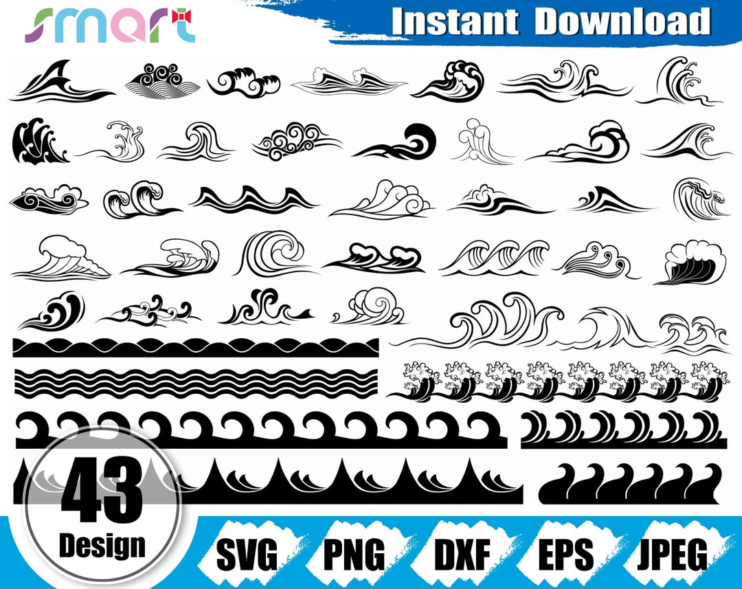 Wave Svg Bundle,beach Svg,ocean Wave Svg,sea Wave Svg Clipart Vector ...