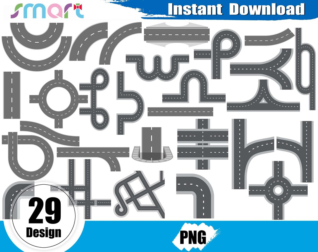 Highway Clipart, Road Clipart, Race Car Track Clipart, City Road ...
