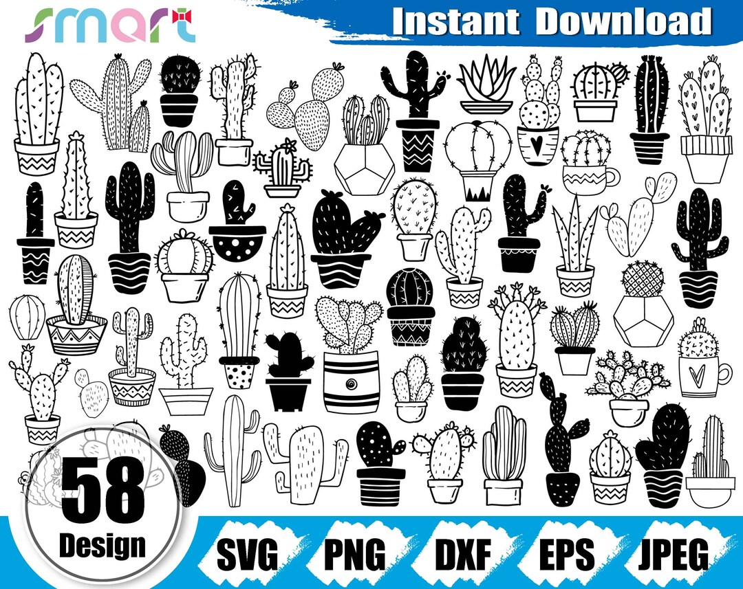 Cactus Svg Bundle,desert Cacti Plants Svg,cactus Clipart Vector Svg Png ...