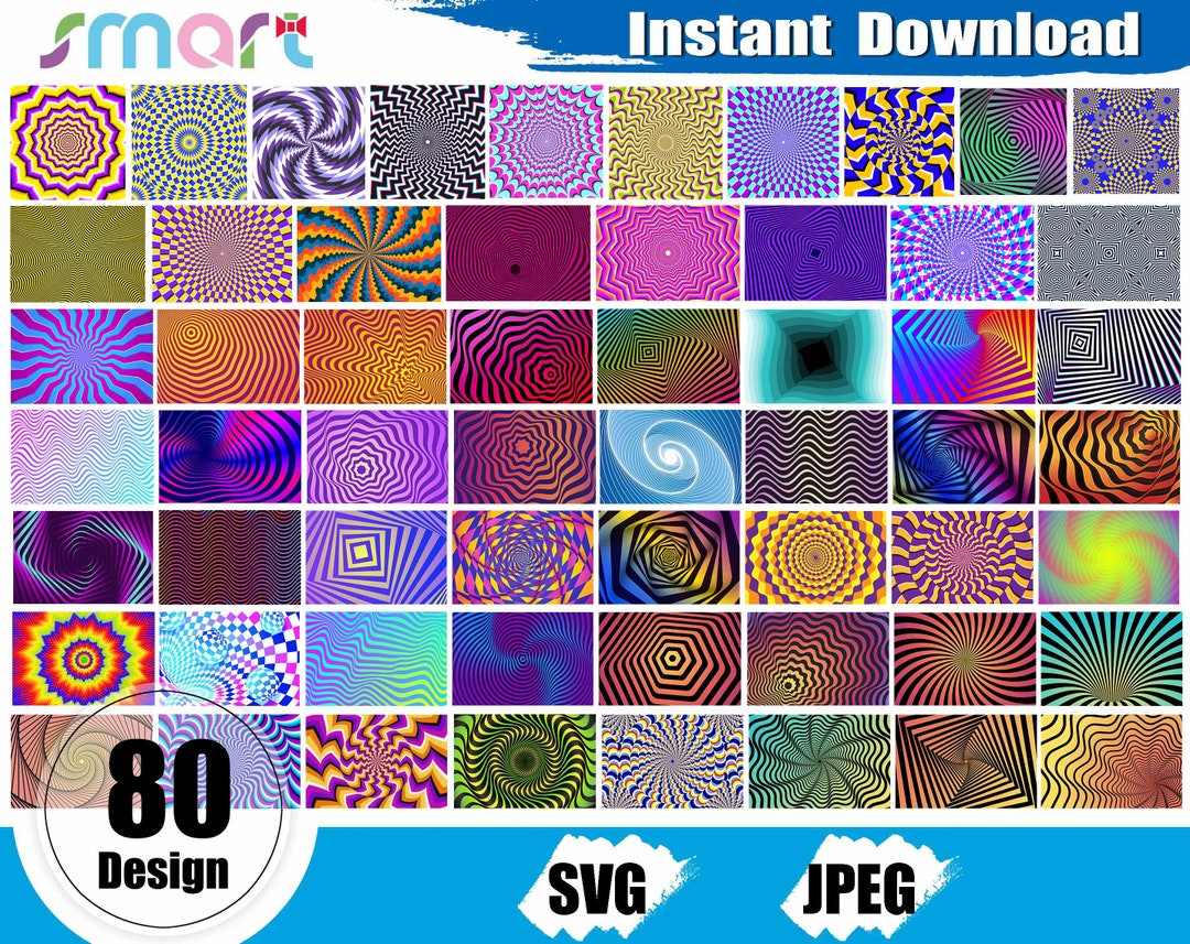 Colored Optical Illusion SVG Bundle, Optical Illusion Pattern, Hypnosis ...