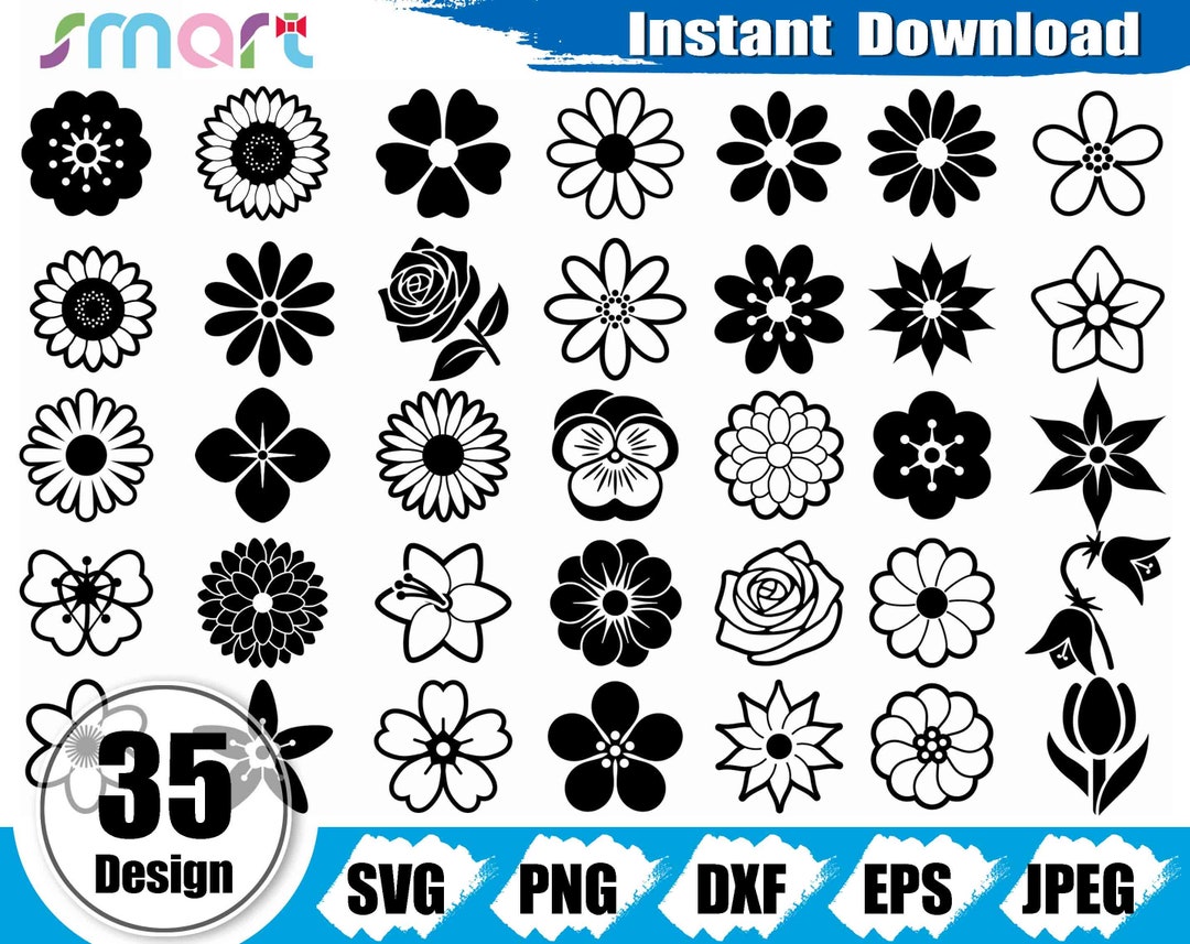 Cute Flower SVG Bundle,gardening Flower Icon Svg,flat Flowers Clipart ...