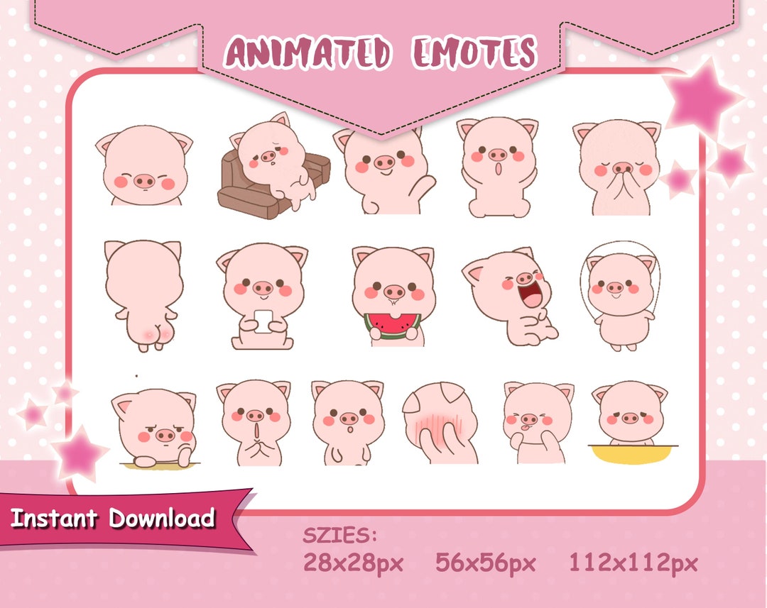 Cute Pig Animated Emote, Pink Pig Discord Emotes, Pig Twitch Emotes ...