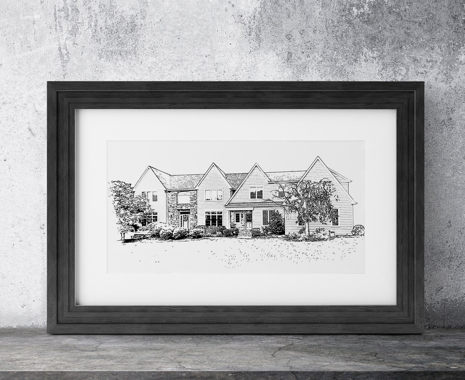 Custom House Sketch Drawing,house Sketch From Photo,housewarming ...