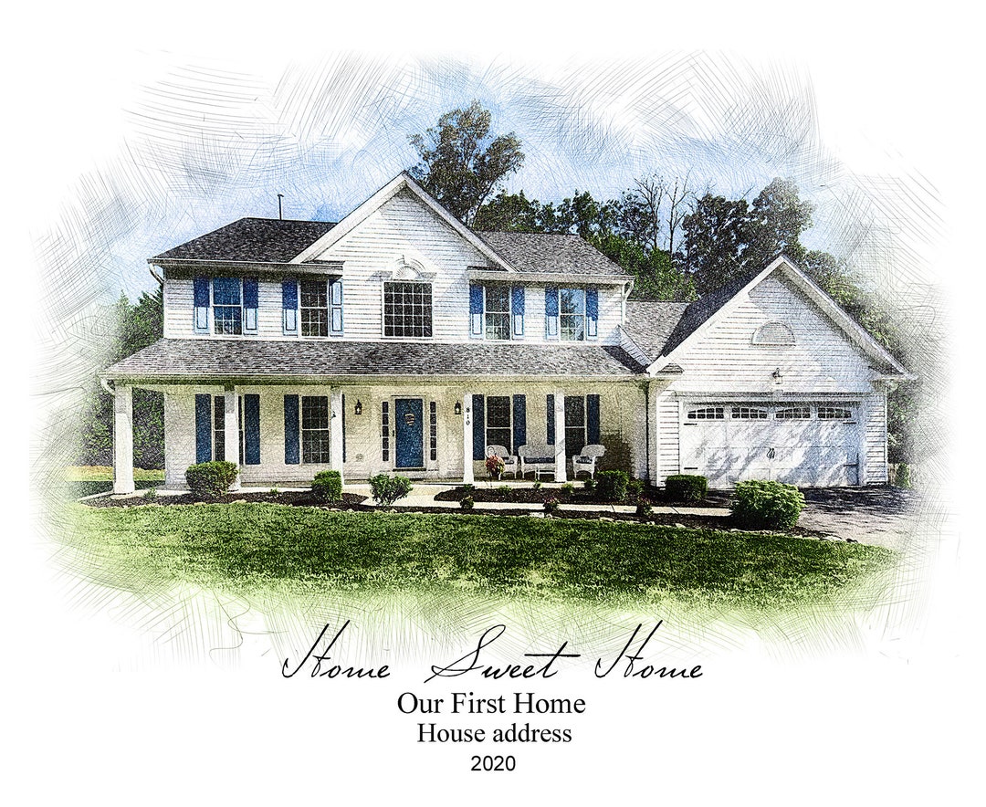 Custom Color Pencil House From Photo, House Portrait, Color Pencil ...