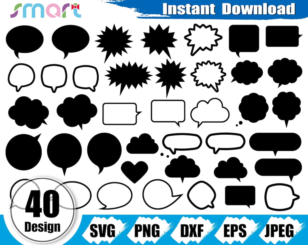 Speech Bubble Svg Bundle,comic Bubbles Svg,speech Bubble Clipart Vector ...