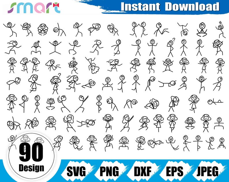 Stick Figures SVG Bundle: Stick People Svg, Family Sticker Svg, Stick ...