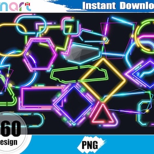 Neon Frame Clip Art: Speech Bubbles & Borders (PNG Digital Download) - Etsy