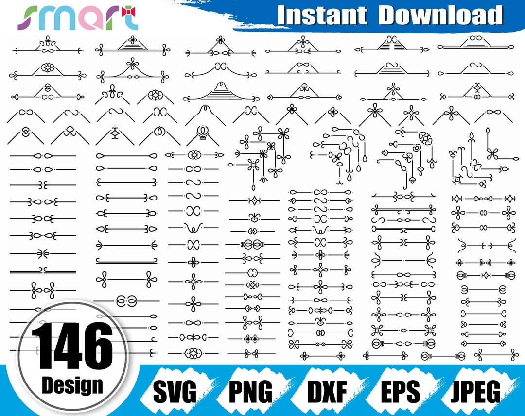 Line Separator Svg Bundle,line Corner Frame Clipart Vector Svg Png Dxf ...