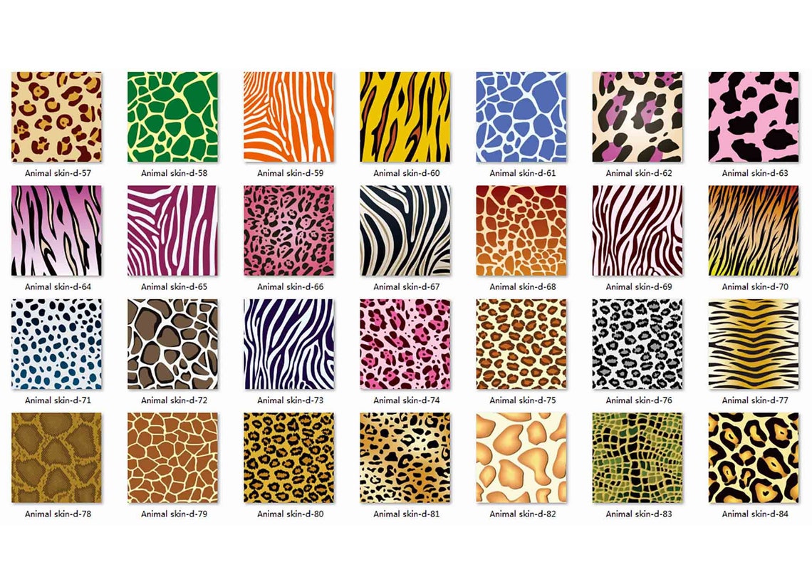 Animal Skin Textures Digital Paper: Leopard, Tiger, Giraffe, Snake ...