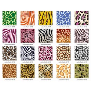 Animal Skin Textures Digital Paper: Leopard, Tiger, Giraffe, Snake ...