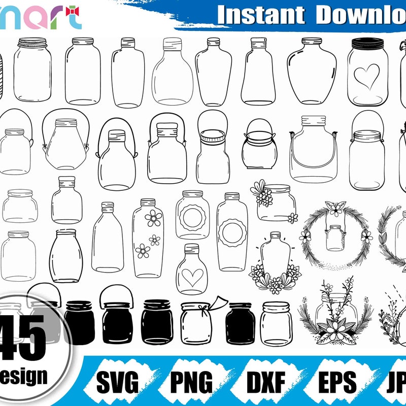 Mason Jars Clipart - Etsy