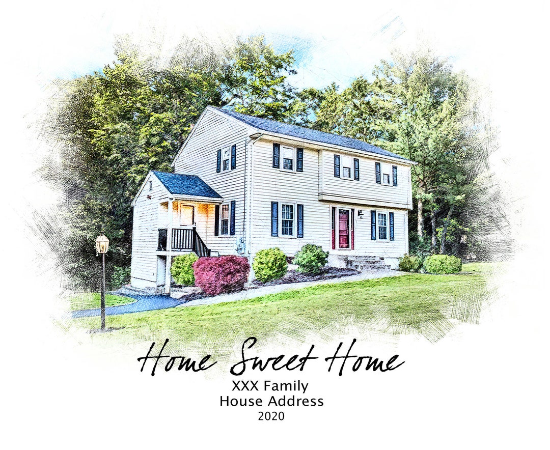 Color Pencil House Portrait, Custom Housewarming Gift, Personalized ...