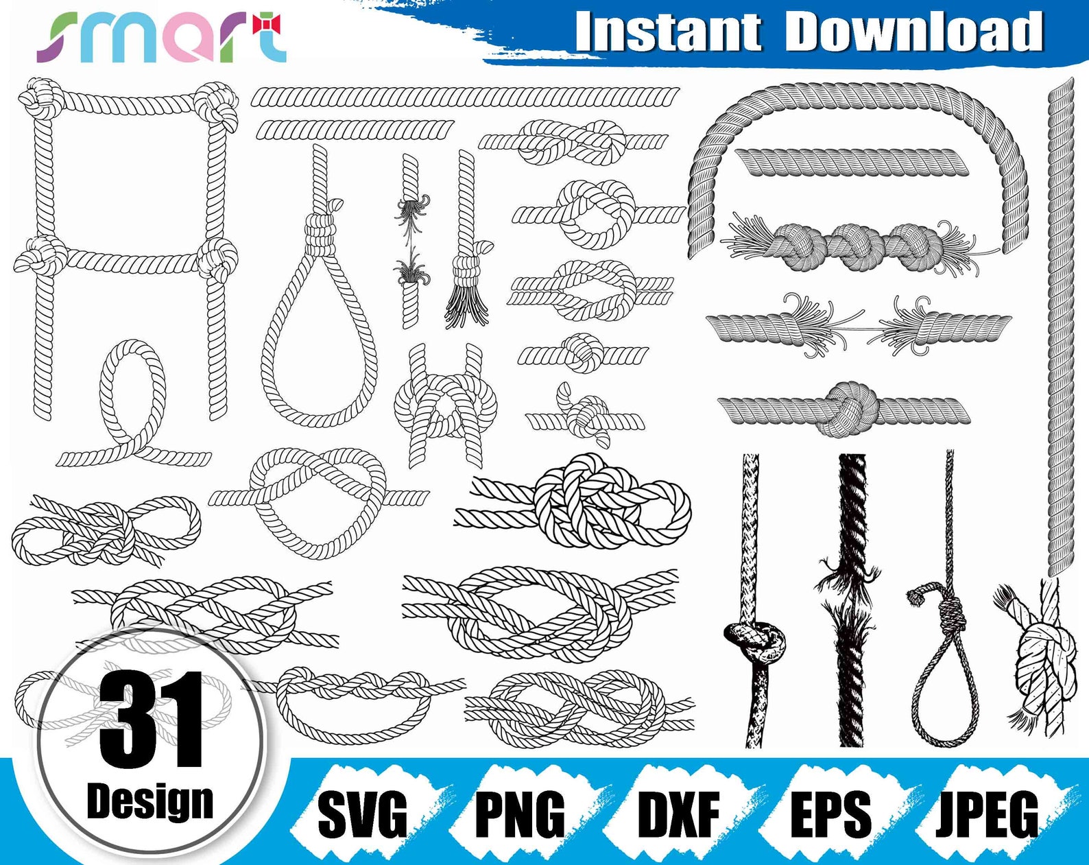 Rope Knot Svg Bundlerope Frame Svgrope Knot Vector Clipart - Etsy