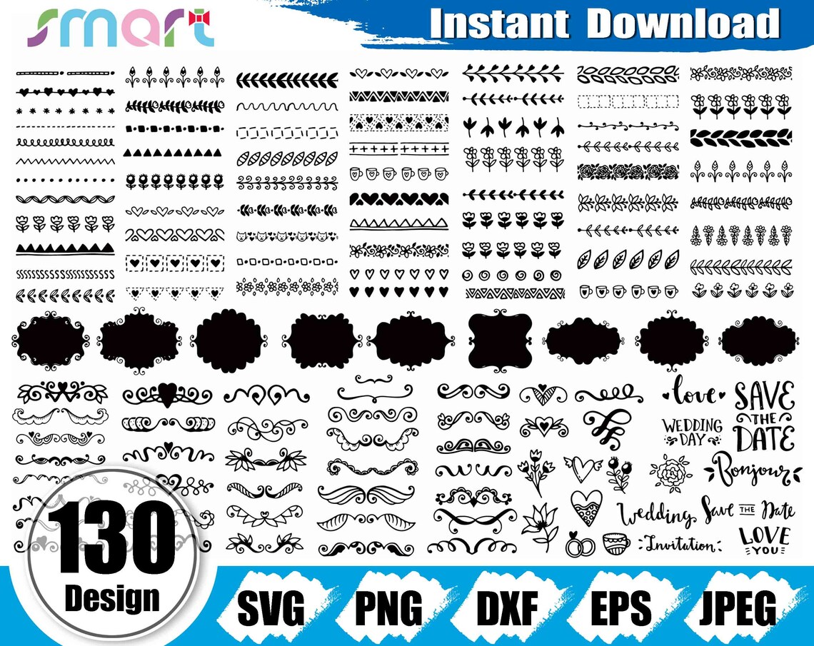 Hand Draw Leaf Separator Svg Bundleleaf Frame Svgleaf Border | Etsy