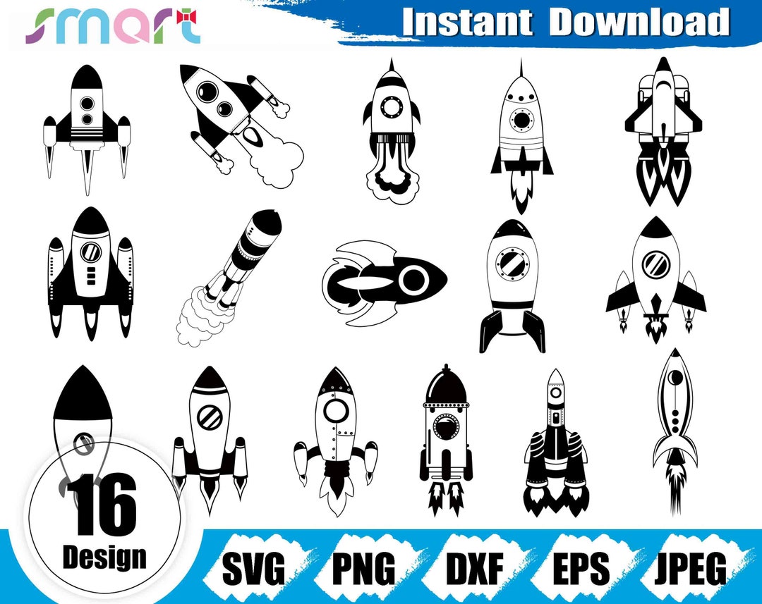 Spacecraft SVG Bundle: Rocket & Shuttle Clipart (digital Download) - Etsy