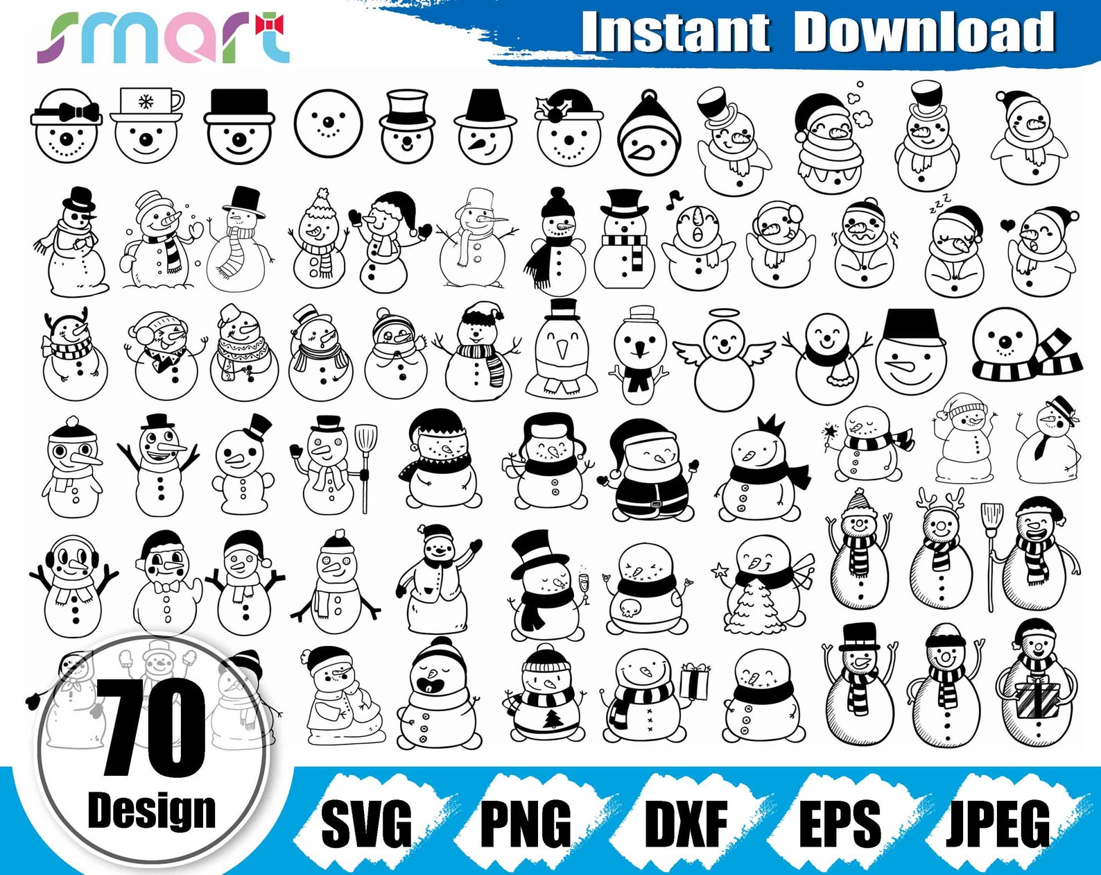 Snowman Svg Bundlesnowman Face Head Svgchristmas Xmas Svg - Etsy