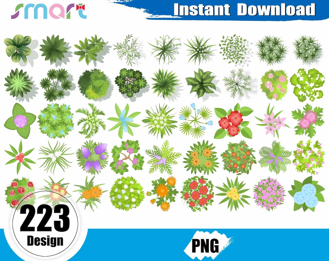 Shrub Top View, Rock Top View, Tree Plan View Clipart, Landscape Tree ...