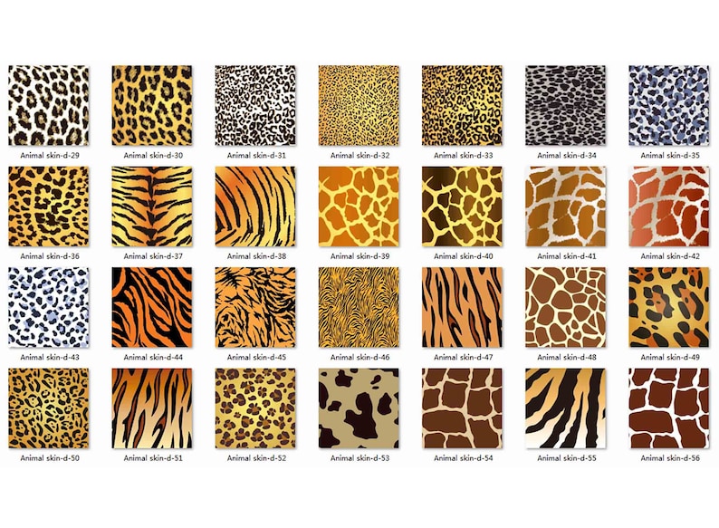 Animal Skin Textures Digital Paper: Leopard, Tiger, Giraffe, Snake ...