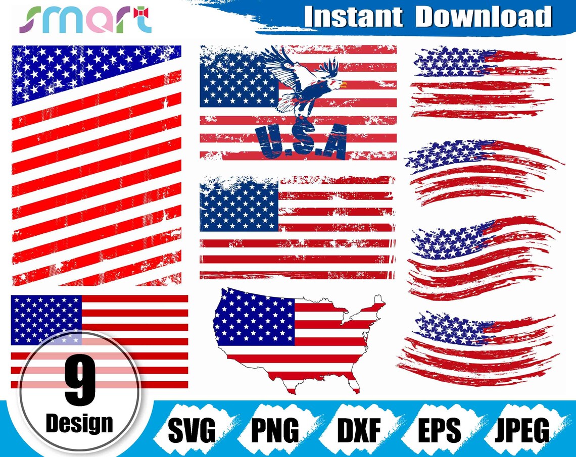 American Flag Svg Bundleus Flag Svgeagle Flag Svgamerican - Etsy