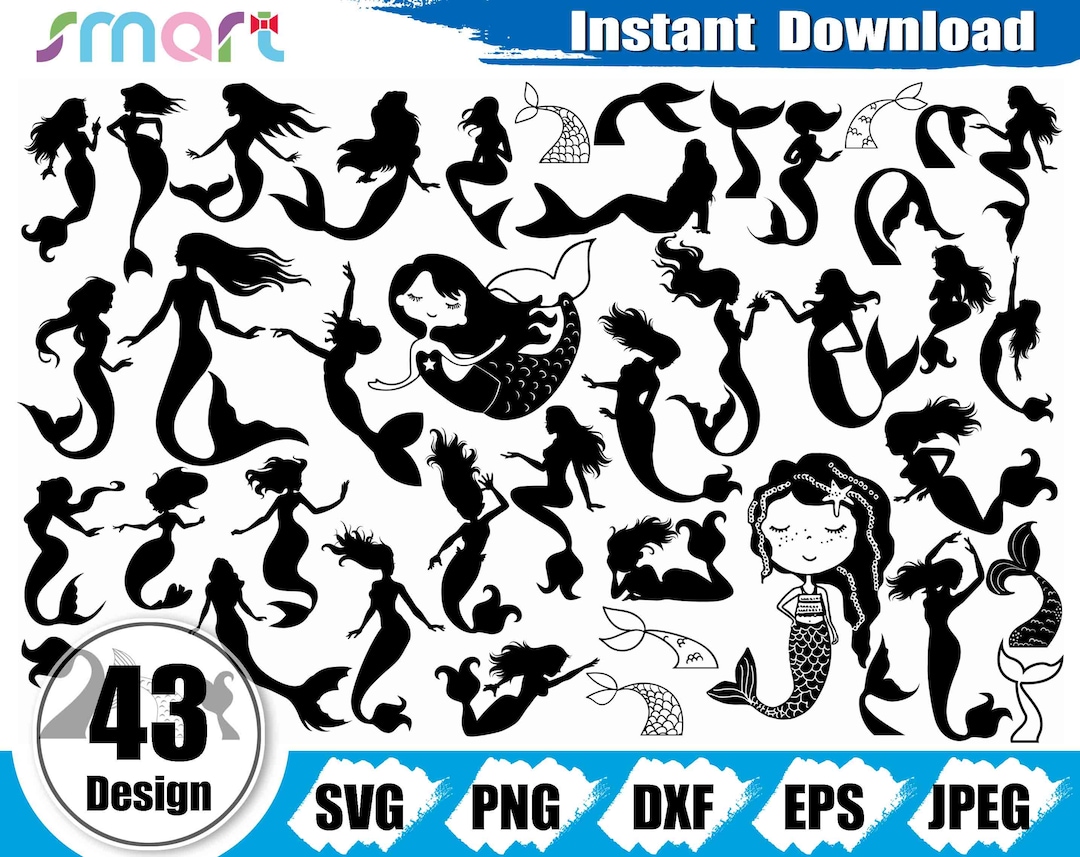 Mermaid Svg Bundle,mermaid Tail Svg,ocean Svg,mermaid Tail Clipart ...