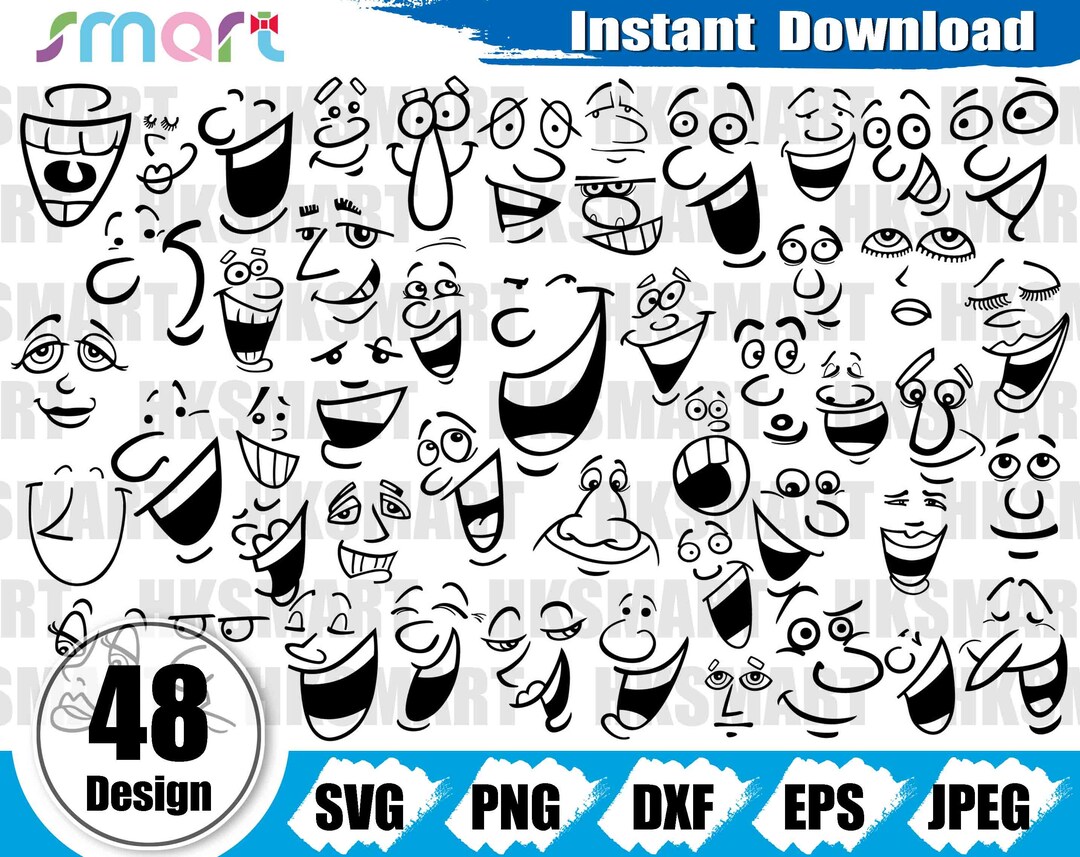 Smiley Face Svg Bundle,emoji Svg,emoticon Svg,emoji Clipart Vector Svg ...