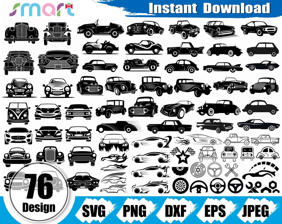 Car SVG Bundle: Vintage & Muscle Car Clipart (digital Download) - Etsy