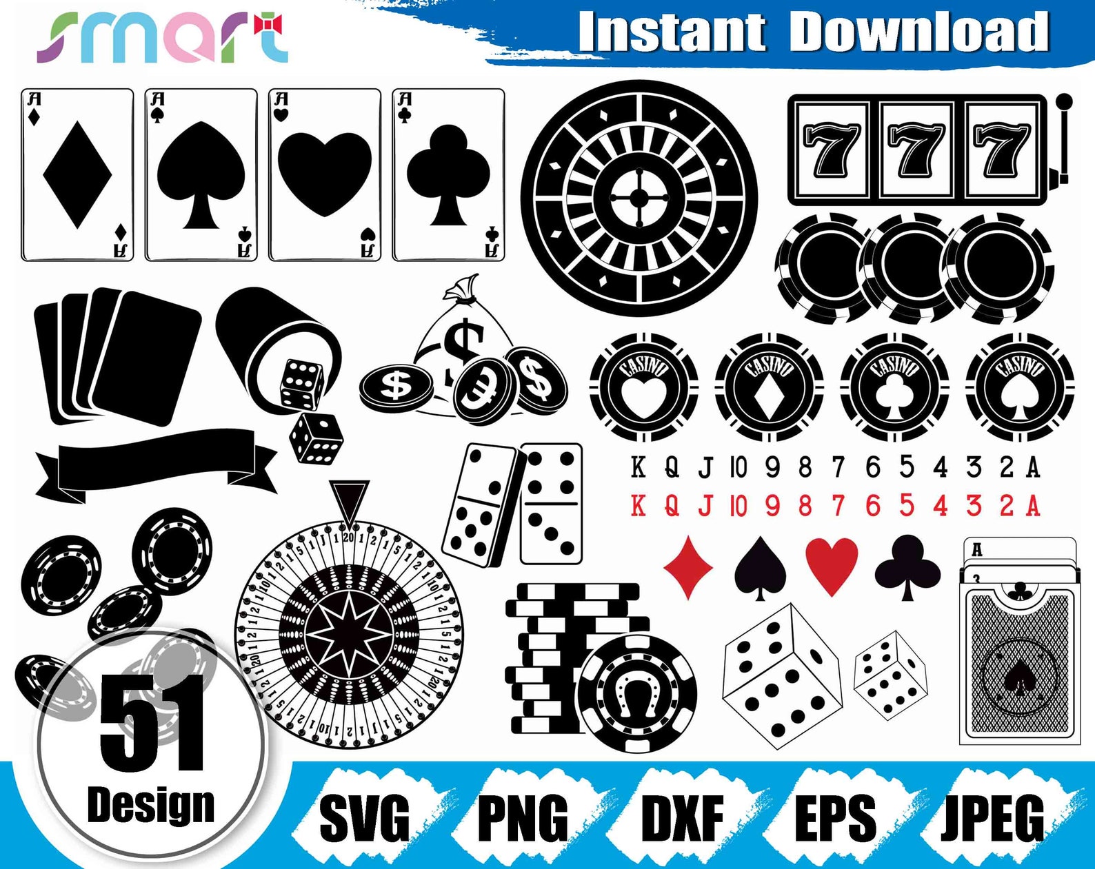 Gambling Svg Bundlecasino Svgdice Svgpoker Svgpoker Chips | Etsy