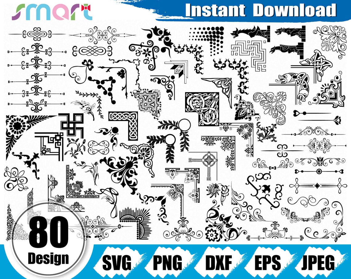 Corner Frame Svg Bundle,frame Svg,corner Border Pattern Svg,separator ...