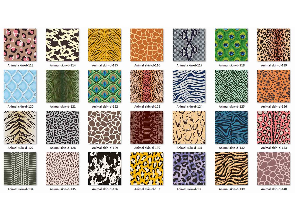 Animal Skin Textures Digital Paper: Leopard, Tiger, Giraffe, Snake ...