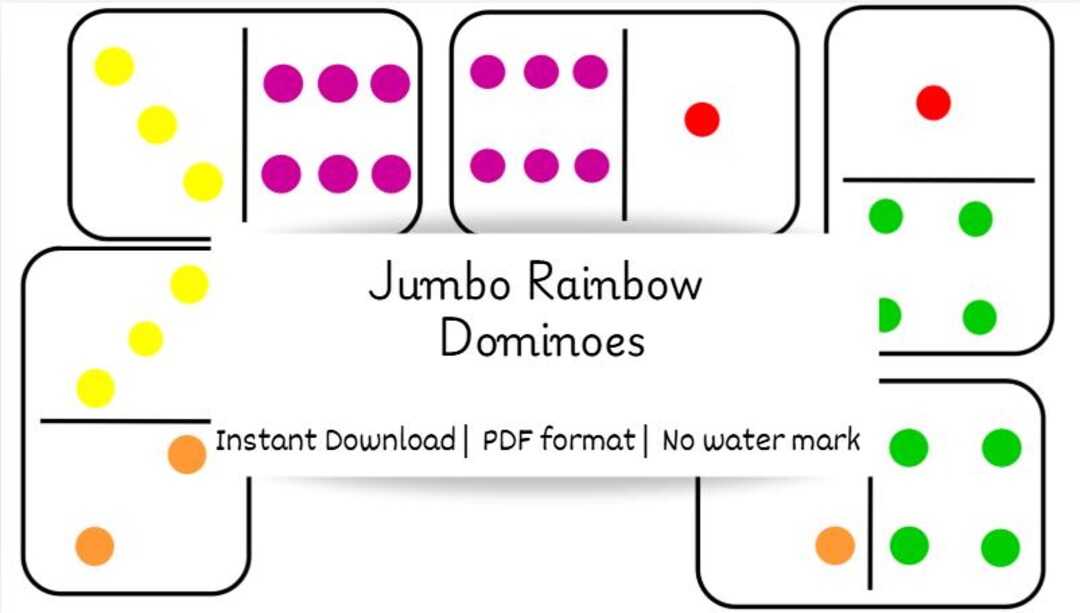 Jumbo Rainbow Dominoes | Printable Math Game | Number Recognition ...