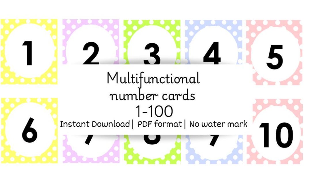 Pastel Polka Dot Number Cards 1–100 | Printable Counting Cards ...