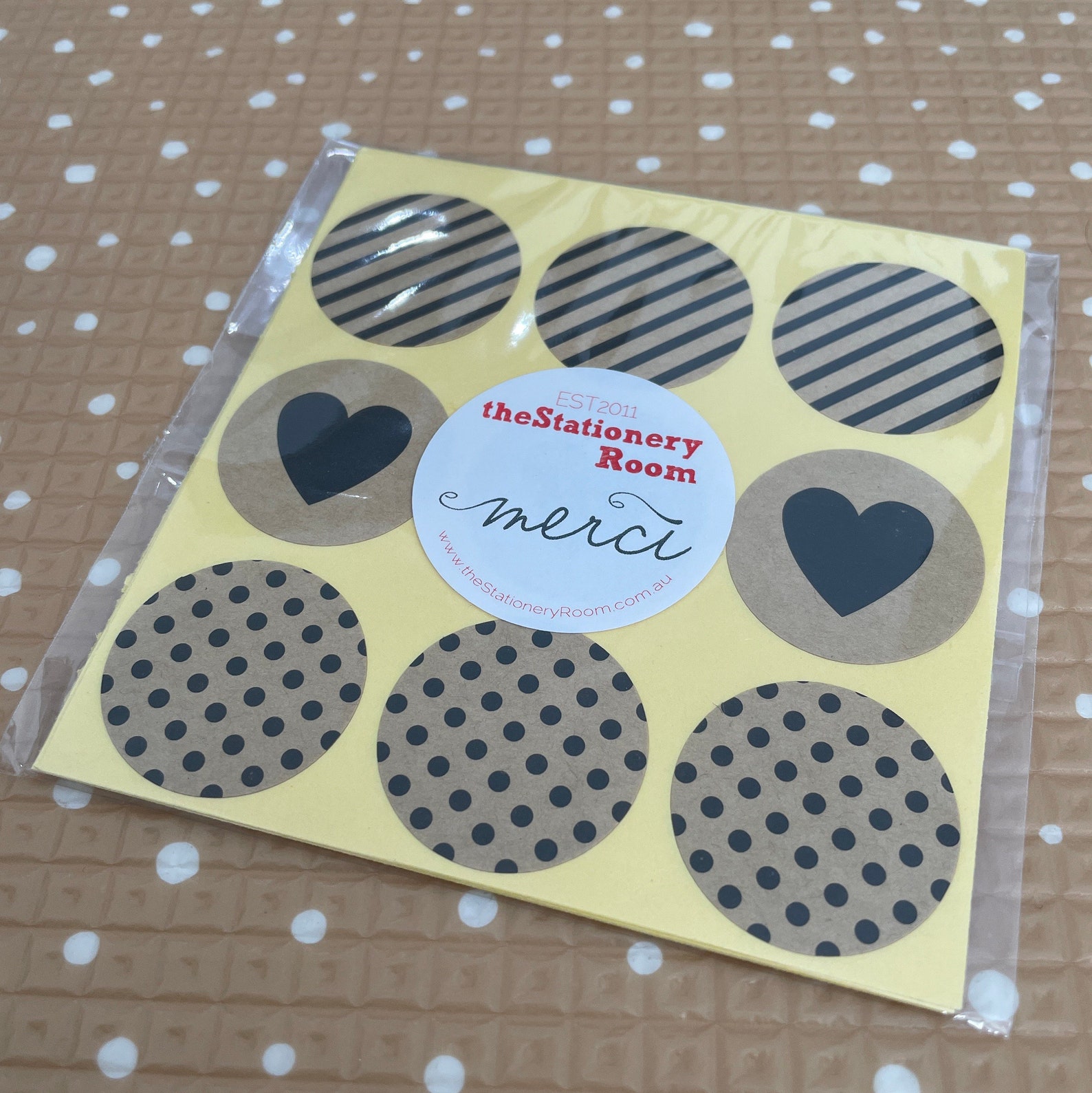 Patterned Kraft Paper Seal Stickers 3cm Round Label Sticker Seals 45 ...