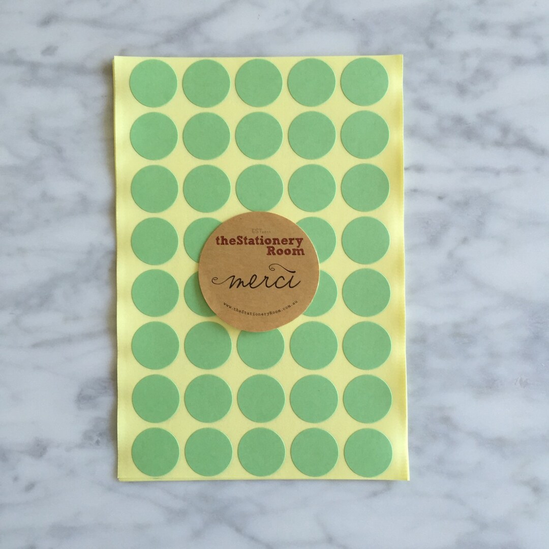 Pastel Green Circle Stickers 2cm Round Seal Sticker 120 Pastel Green ...