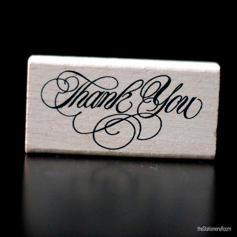Thank You Medium Calligraphy Script Font Wooden Rubber Thank You Stamp ...
