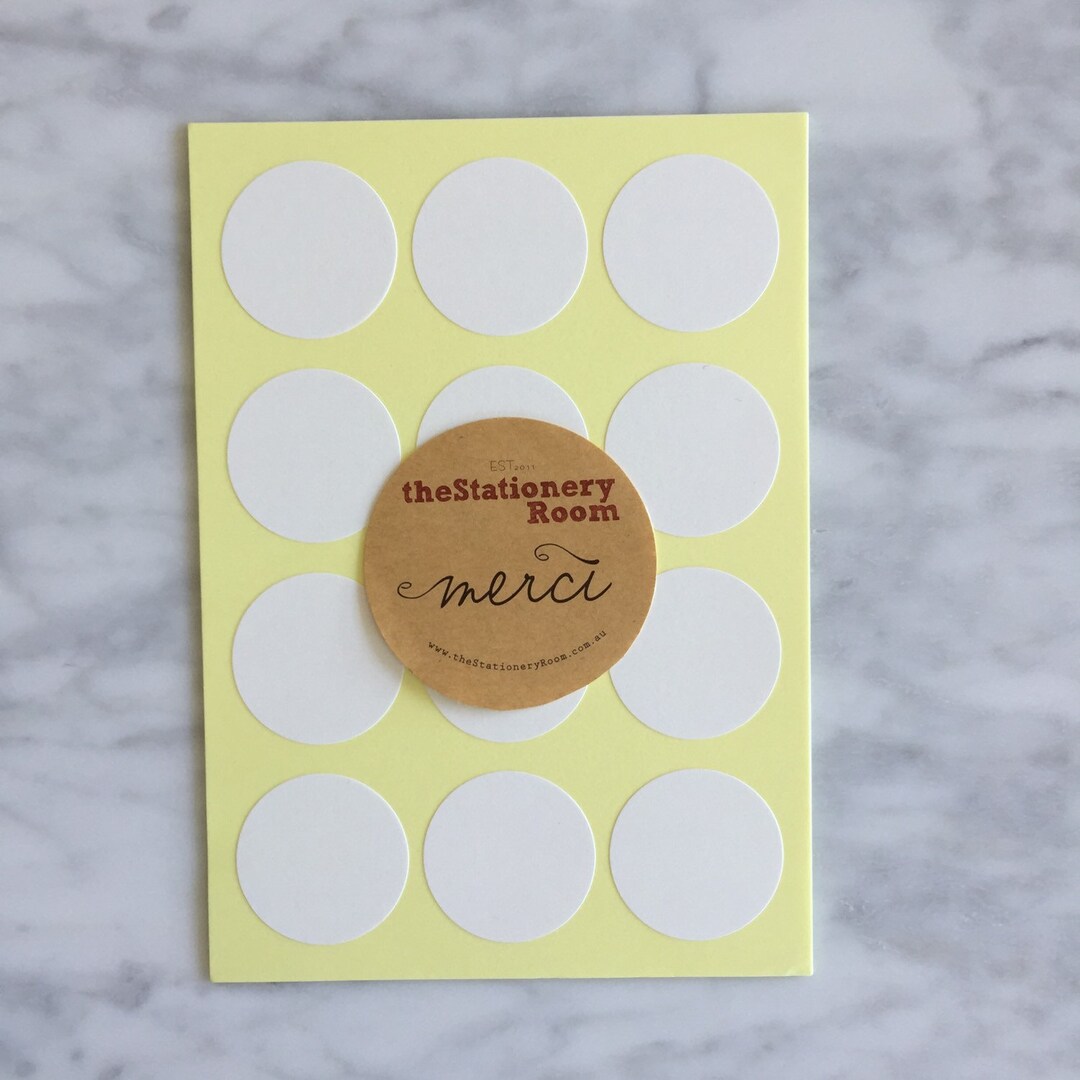 Kraft White Paper Seal Stickers 3cm Round Label Sticker Seals 72 Blank ...