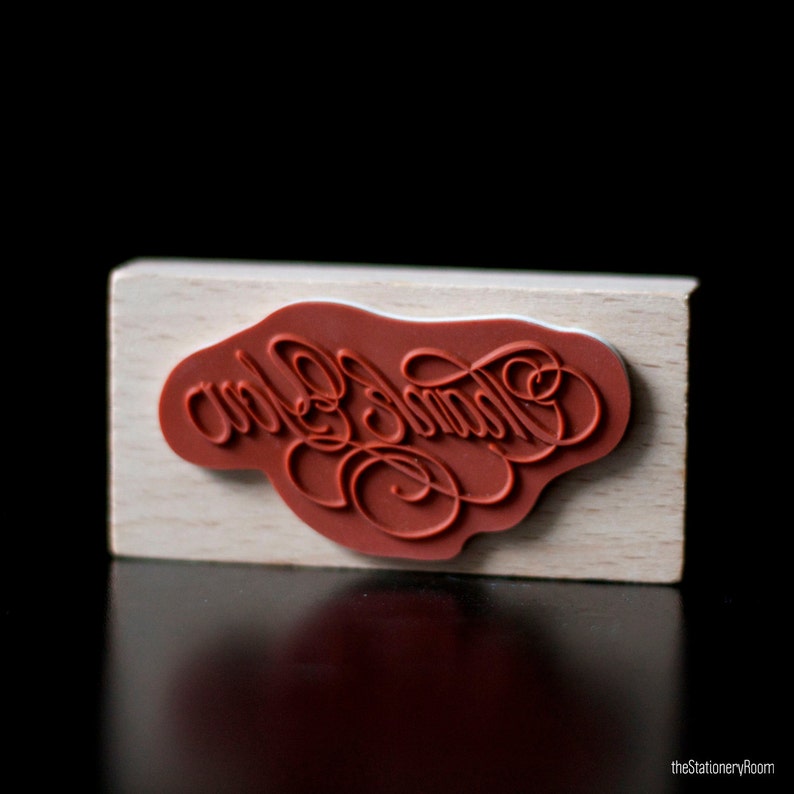 Thank You Medium Calligraphy Script Font Wooden Rubber Thank You Stamp ...